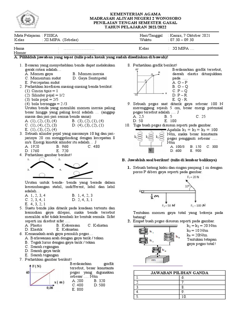 Soal PTS Fisika XI | PDF