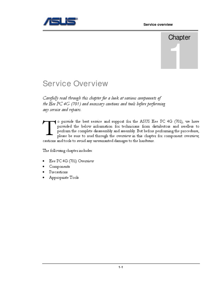 ASUS EeePC 701-ServiceManual En-2.0 - Complete and Including An Index ...