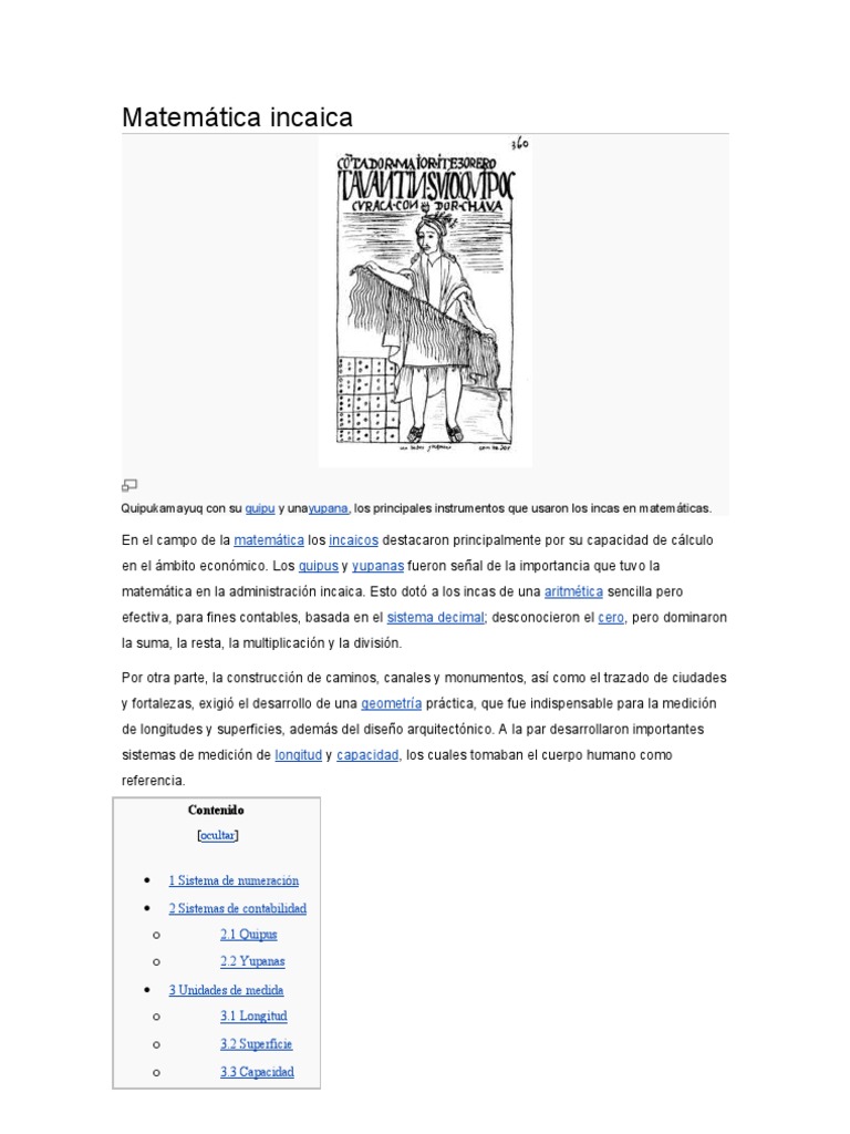 Matemática Incaica | PDF | Imperio Inca | Enseñanza de matemática