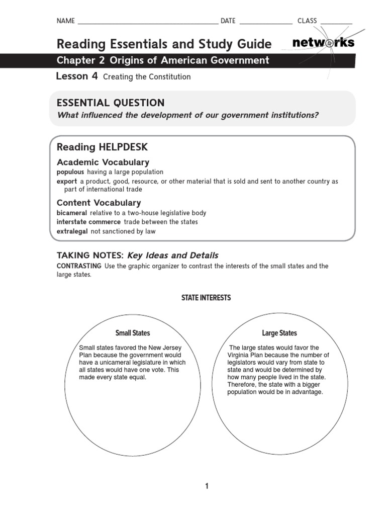 Reading Essentials and Study Guide: Lesson 4 Essential Question ...