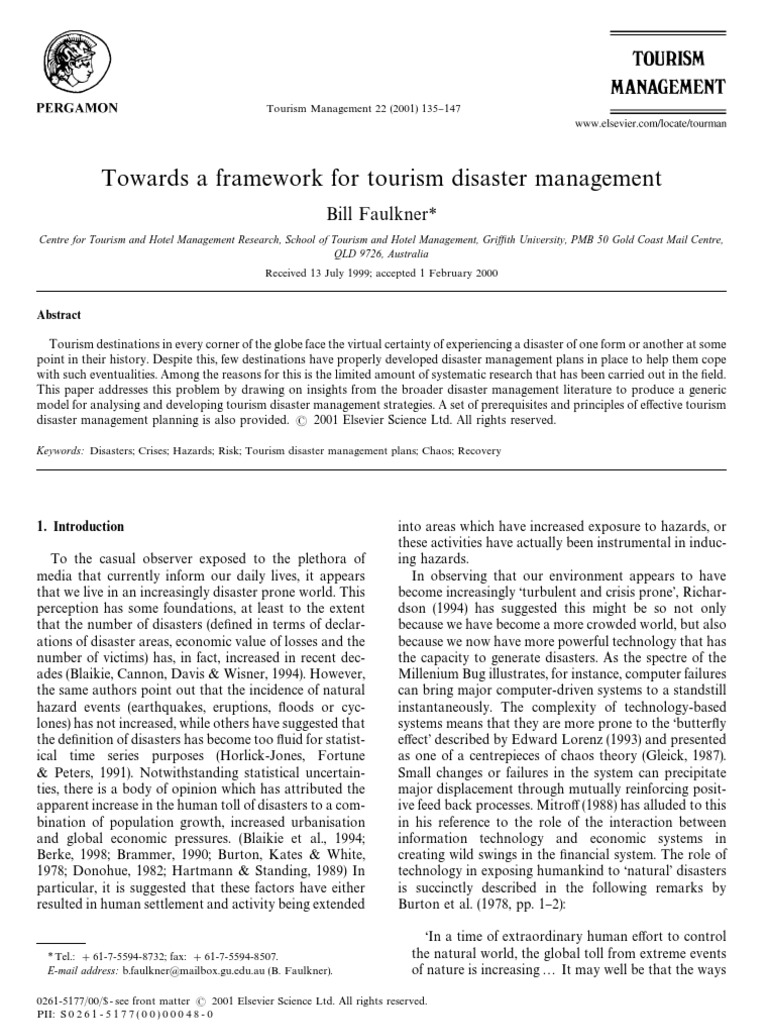 Framework For Tourism Disaster Management | PDF | Emergency Management ...
