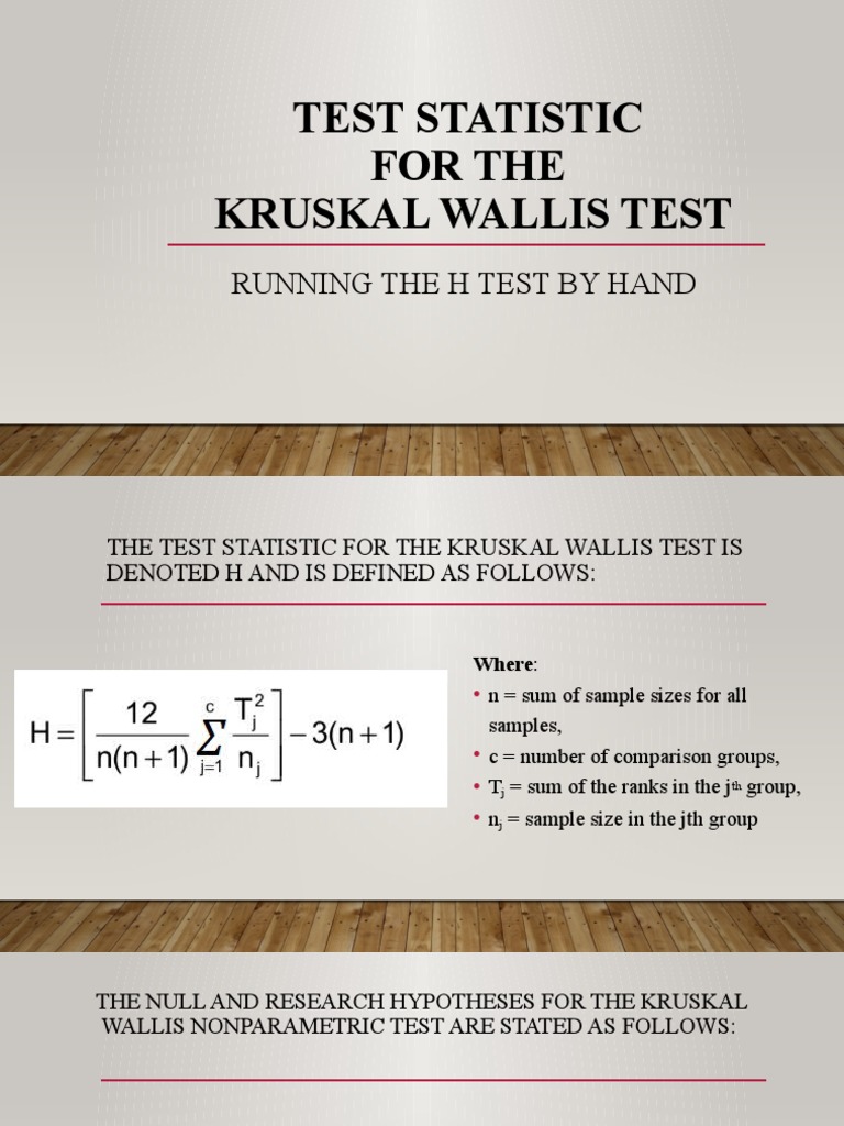 Test Statistic For The Kruskal Wallis Test | PDF | Chi Squared ...
