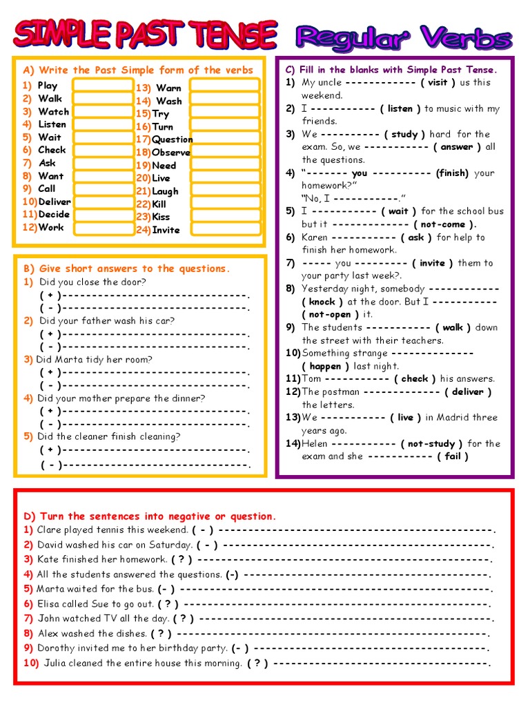 A) Write The Past Simple Form of The Verbs | PDF | Grammar | Linguistics