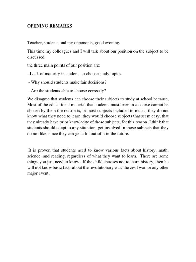 Opening Remarks | PDF | Curriculum | Mathematics