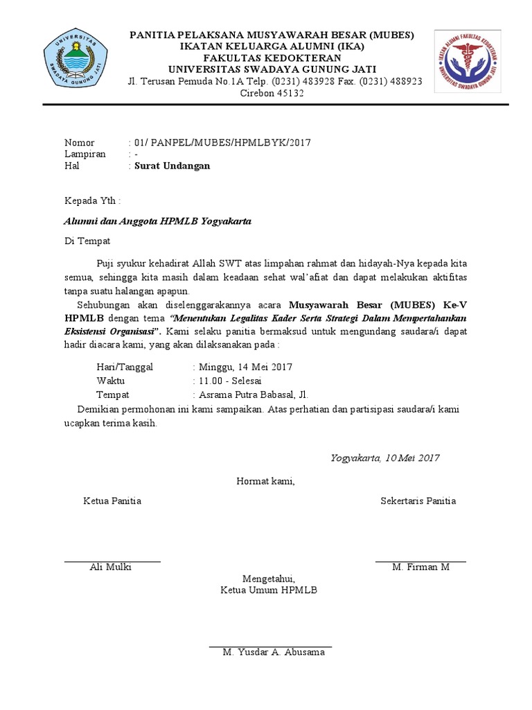 Surat Undangan Mubes Ke V 5 PDF Free | PDF