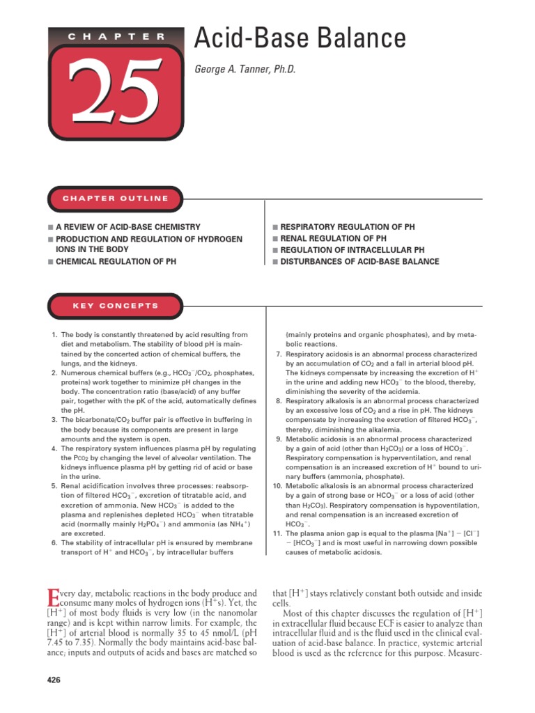 Acid-Base Balance: George A. Tanner, PH.D | PDF | Buffer Solution ...