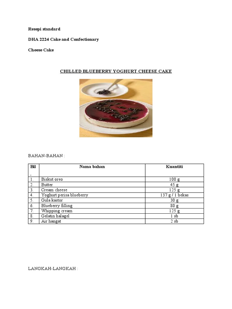 4.0 Resepi Standard Cheese Cake | PDF