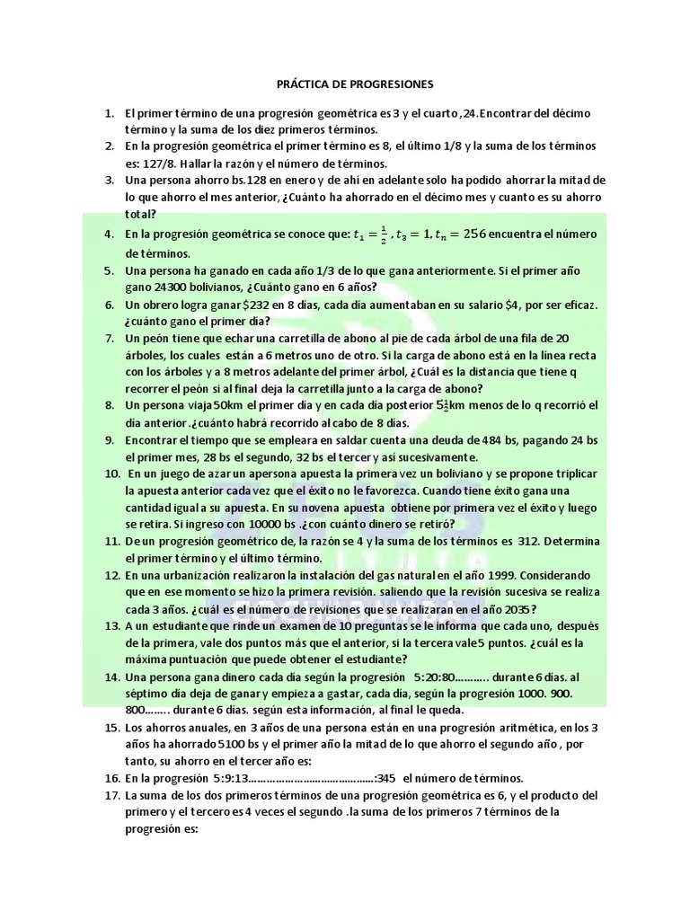 Práctica de Progresiones | PDF