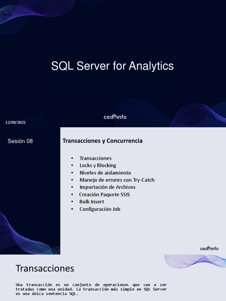 Transacciones y Concurrencia en SQL Server | PDF | SQL | Servidor SQL de Microsoft
