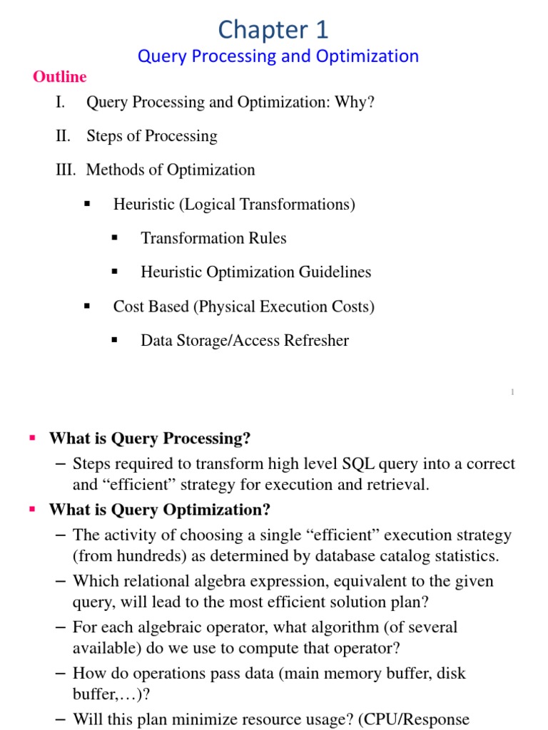 Chapter - 1 - Query Optimization | PDF | Computer Data Storage | Databases Chapter - 1 - Query Optimization | PDF | Computer Data Storage | Databases