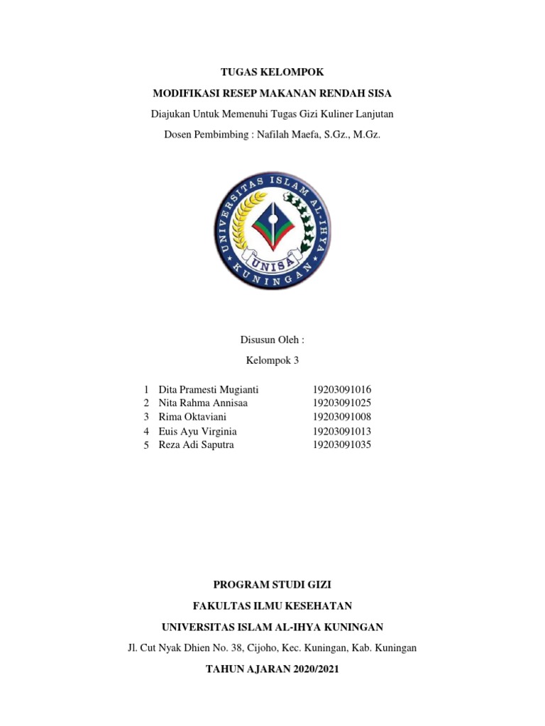 Resep Modifikasi Rendah Sisa | PDF