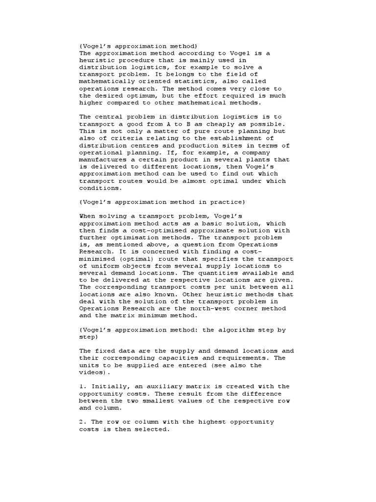 Op Question3,2 (C) (Vogel Approximation Method) | PDF | Mathematical Optimization | Matrix ...
