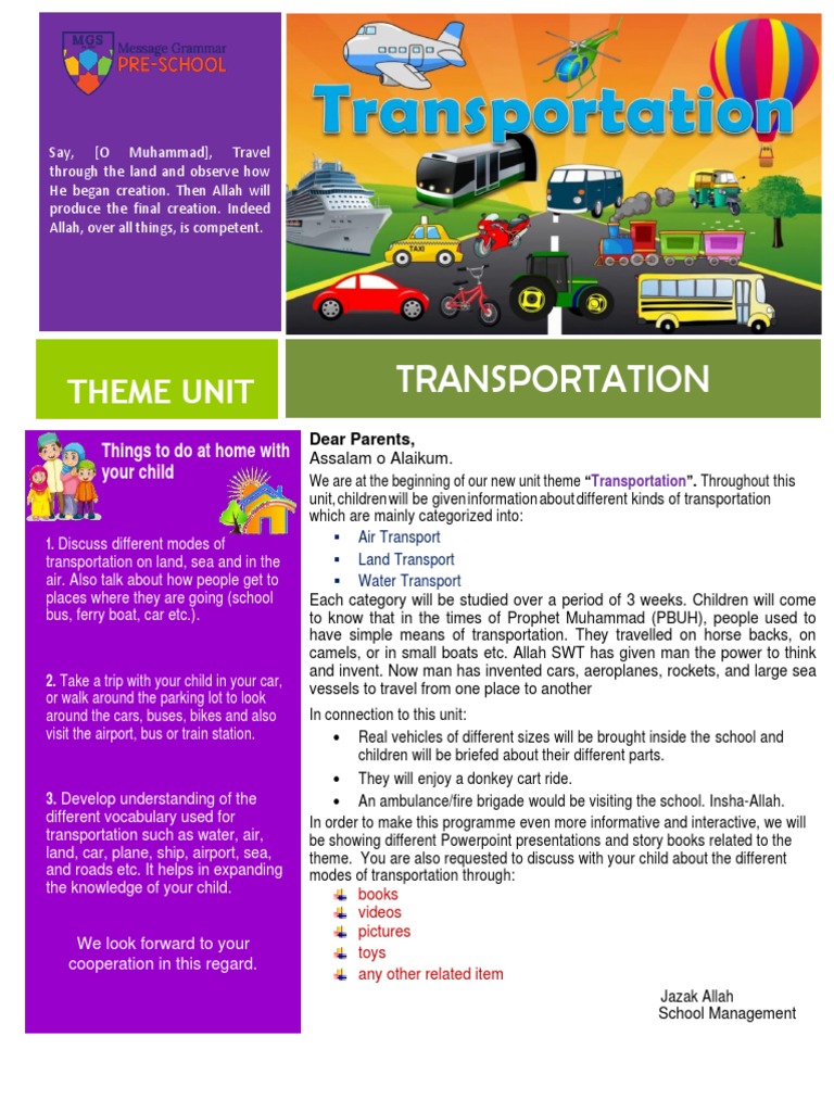 Transportation Theme Unit Guide | PDF | Transport | Service Industries
