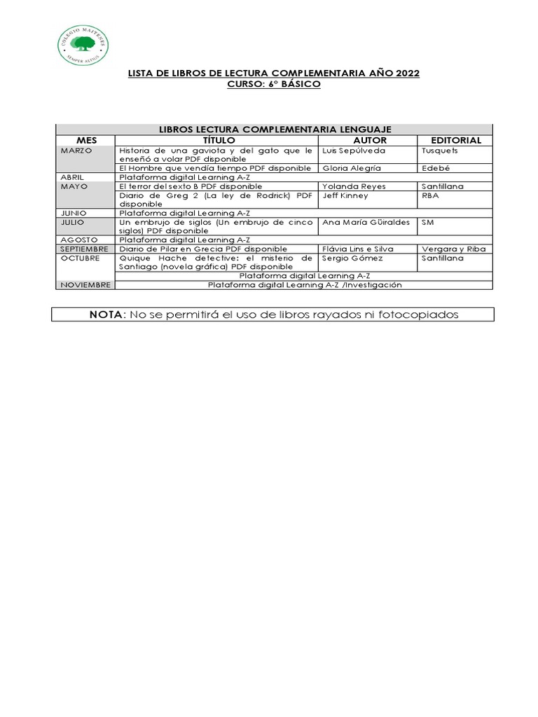 Libros complementarios 6° básico 2022 | PDF | Libros