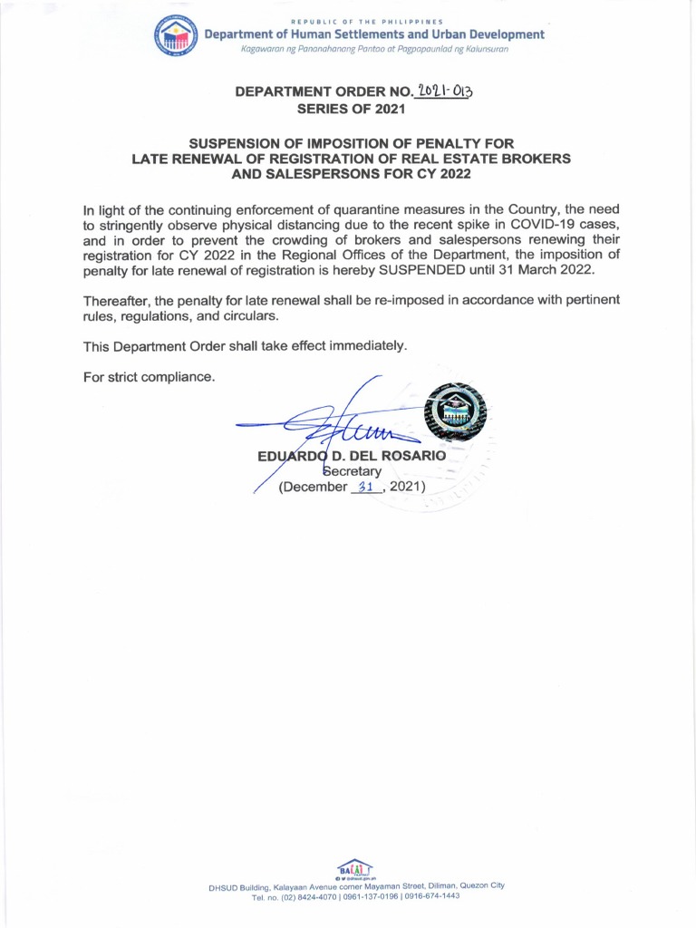 Department Order No.2021-013 | PDF