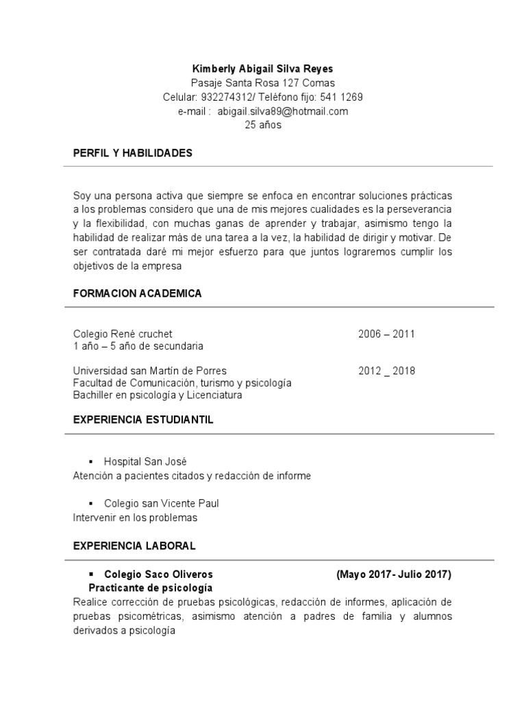 Curriculum Vitae Abigail | PDF | Sicología | Psicoterapia