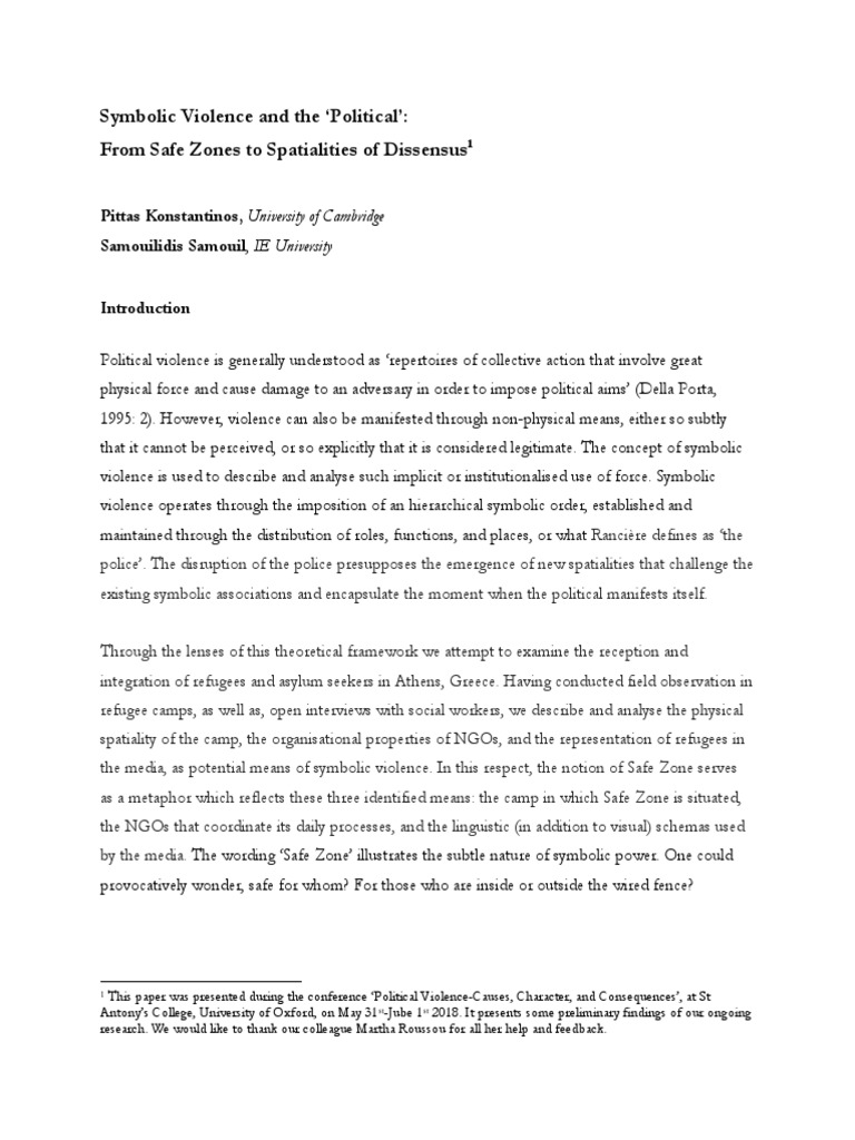 Symbolic Violence and The Political From | PDF | Refugee | Non ...