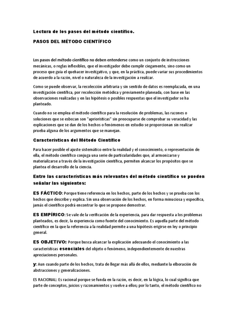 Pasos del Método Científico Explicados | PDF | Conocimiento | Método ...