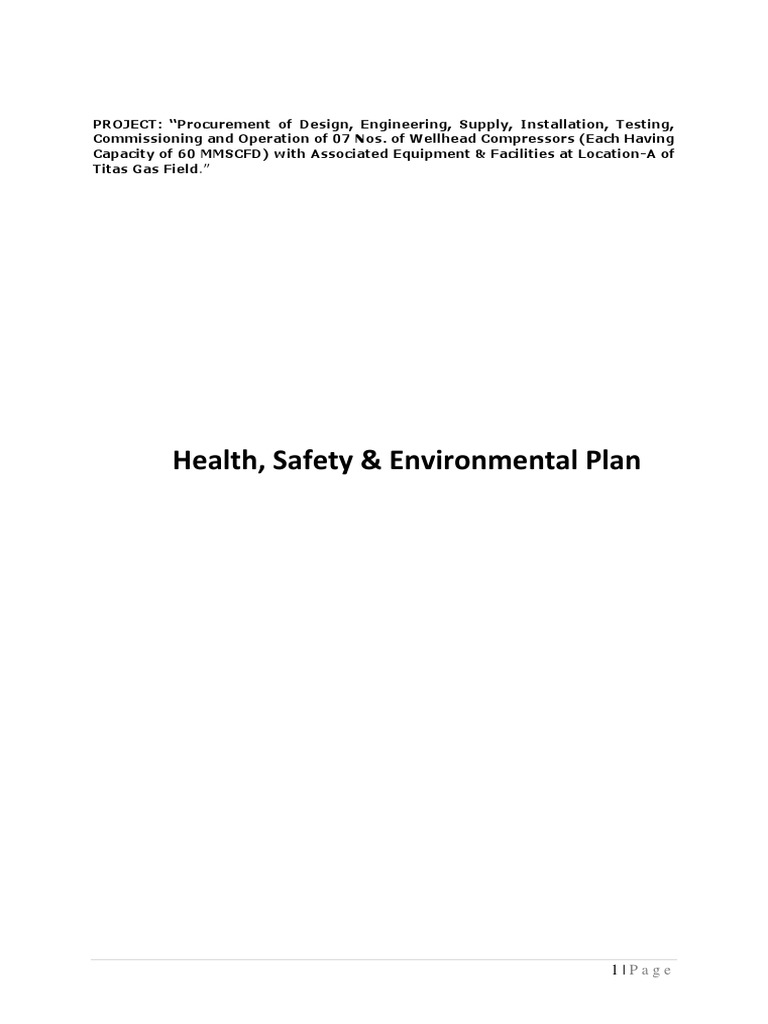 Health, Safety & Environmental Plan | PDF | Dangerous Goods | Oil Spill