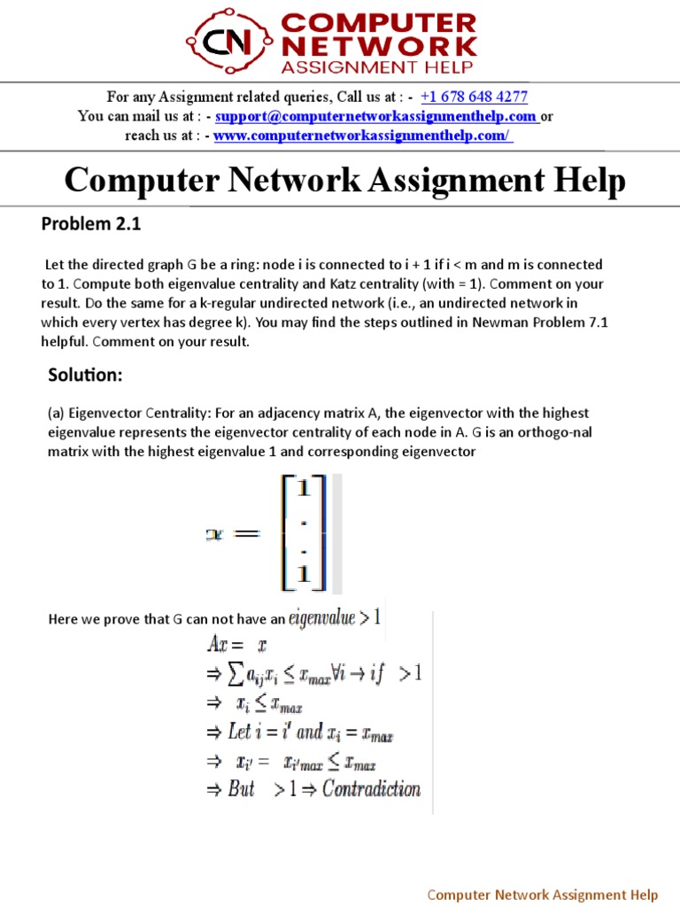 Computer Network Assignment Help | PDF | Eigenvalues And Eigenvectors | Mathematical Relations