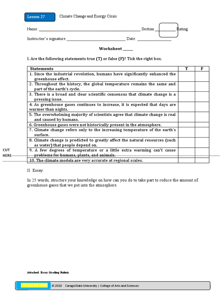 Worksheet 9 - ClimateChange | PDF | Climate Change | Greenhouse Effect