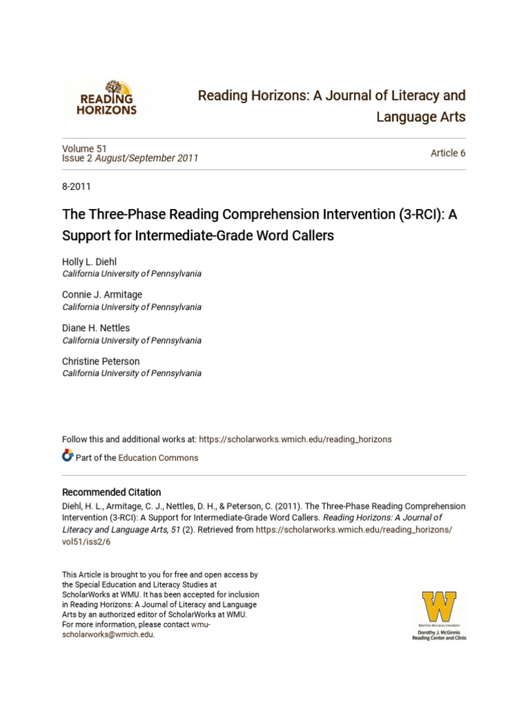 Three-Phase Reading Comprehension Intervention | PDF | Reading ...