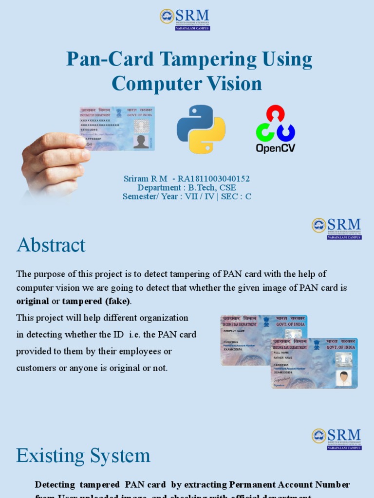Pan-Card Tampering Using Computer Vision | PDF | Computer Vision ...