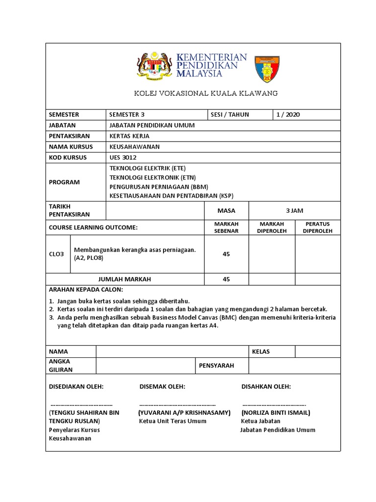 Soalan PB Kertas Kerja Ues3012 | PDF