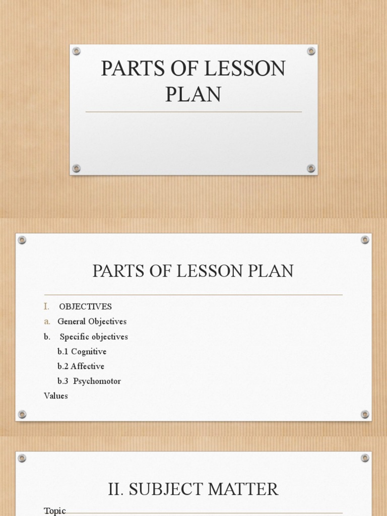 Parts of Lesson Plan | PDF