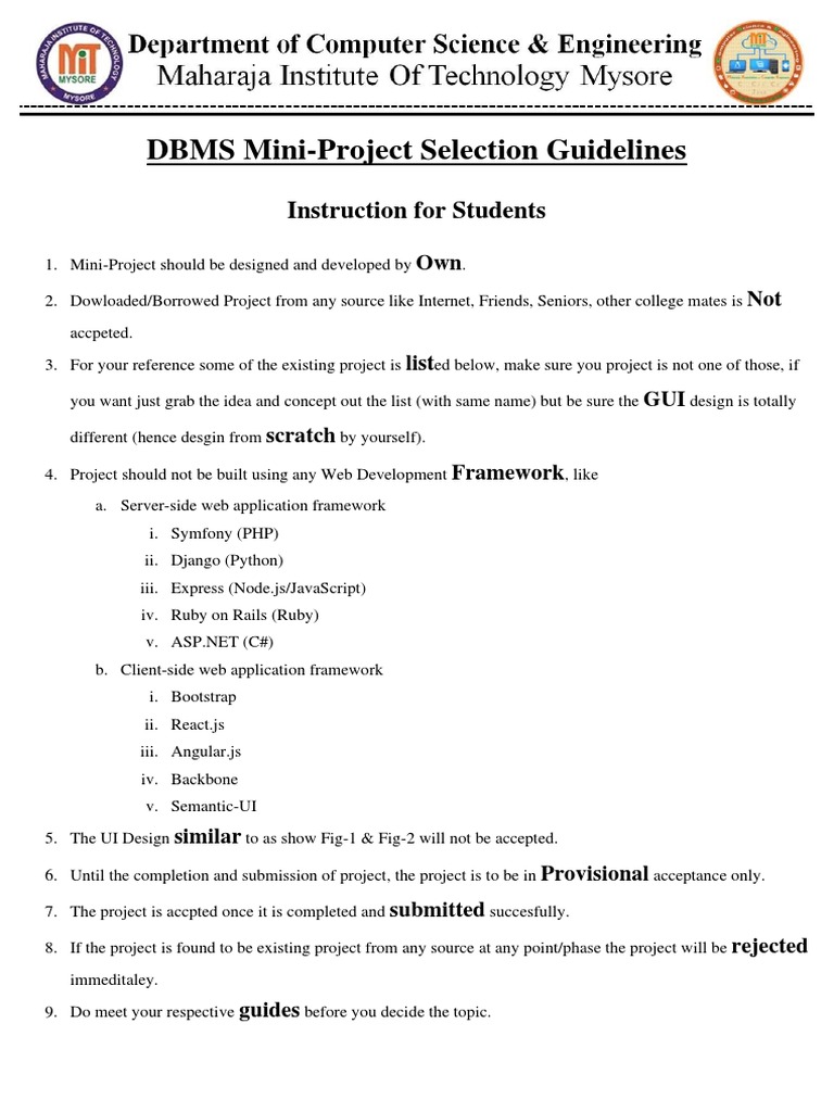 DBMS Mini Projects 2021 Guidelines | PDF | Computers