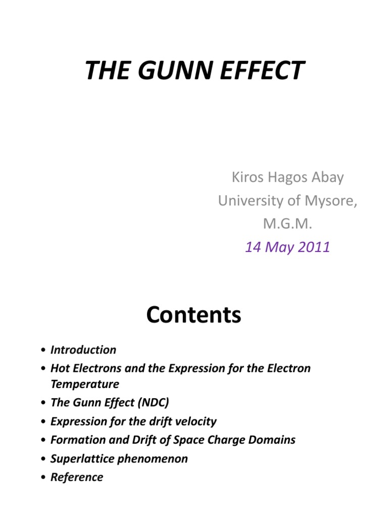 Understanding the Gunn Effect | PDF | Electrical Resistivity And ...