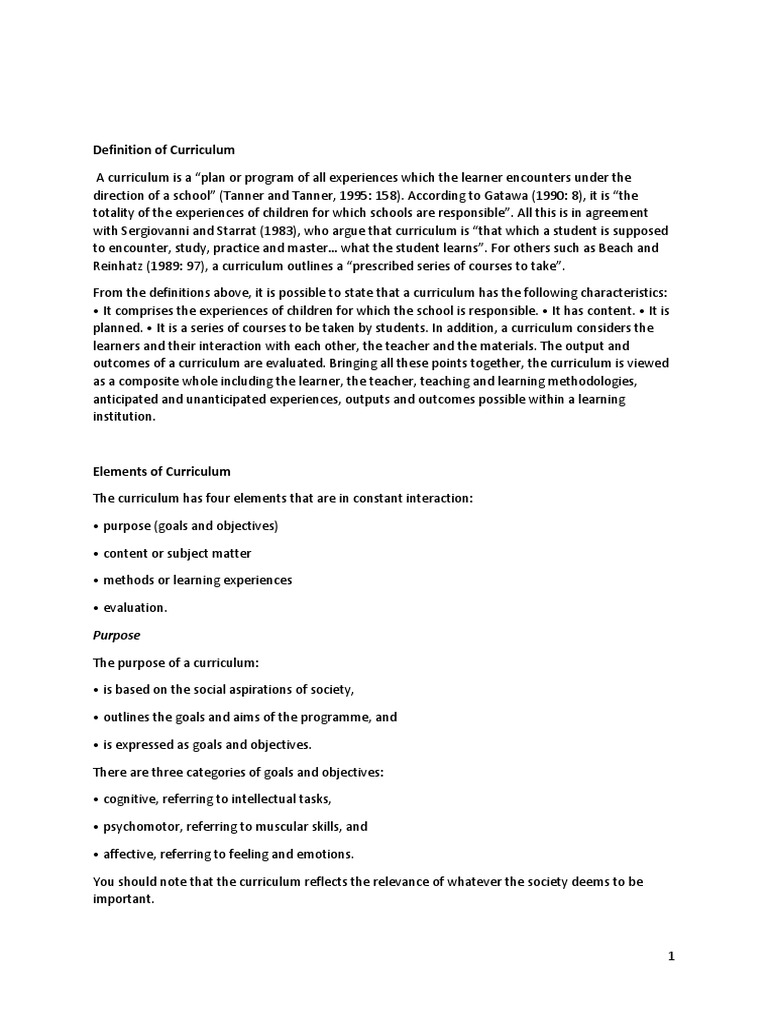 Definition of Curriculum | PDF | Curriculum | Learning