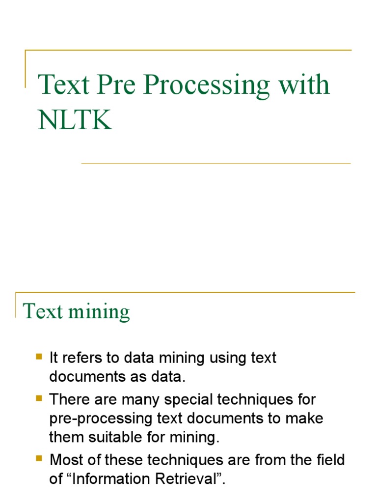 Text Pre Processing With NLTK | PDF | Computing | Information Retrieval