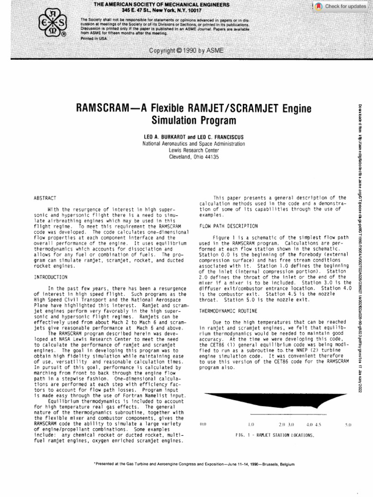 RAMSCRAM-A Flexible RAMJET/SCRAMJET Engine Simulation Program | PDF ...