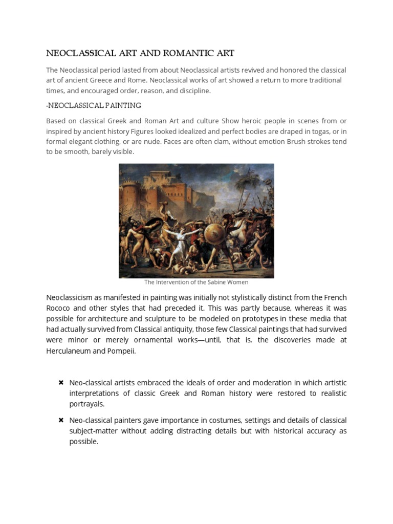 Neoclassical Art and Romantic Art | PDF | Romanticism | The Arts