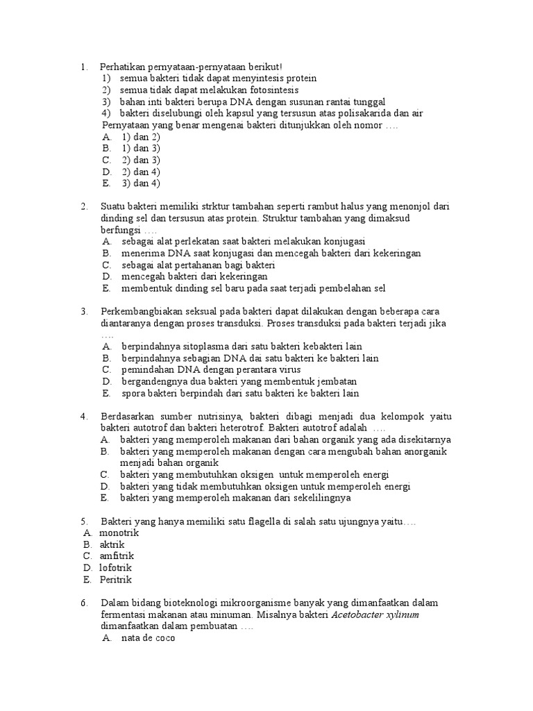 Soal Latihan Biologi X (Bakteri, Protista, Jamur) | PDF