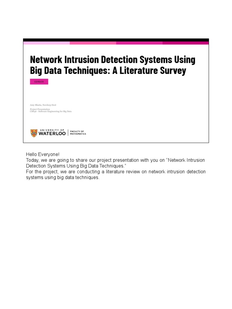 Network Intrusion Detection Systems Using Big Data Techniques: A ...