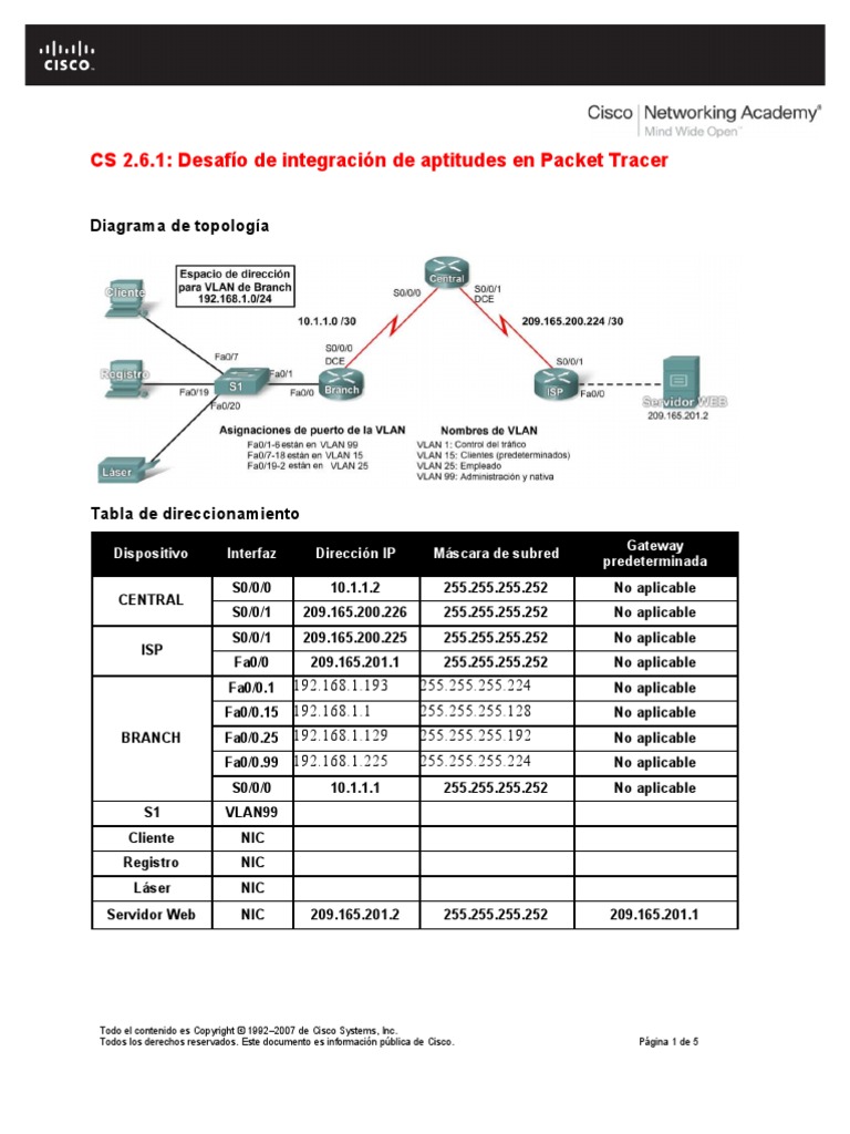 CS 2-6-1 Desafío de Integración | PDF | Enrutador (Computación) | Protocolos de internet