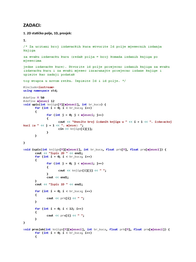 Zadaci Programiranje | PDF