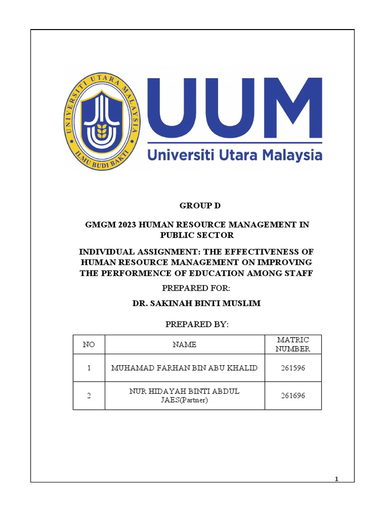 HRM Assignment Individu (Complete) | PDF | Human Resource Management | Human Resources