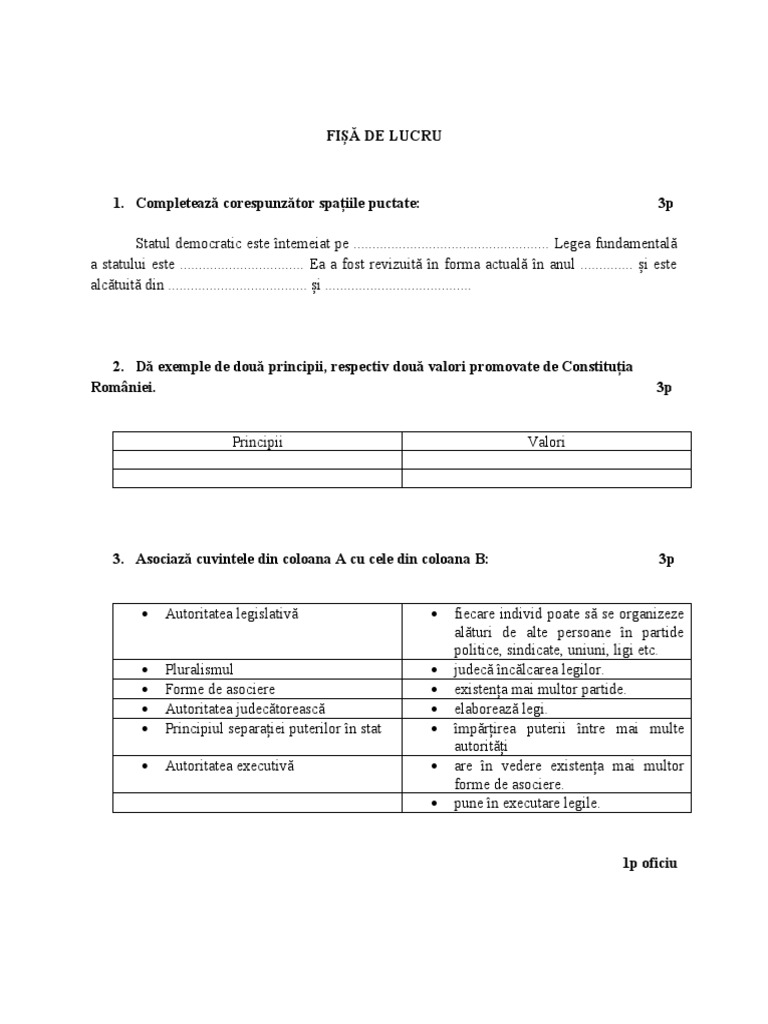(Template) Fisa de Lucru - Recapitulare | PDF