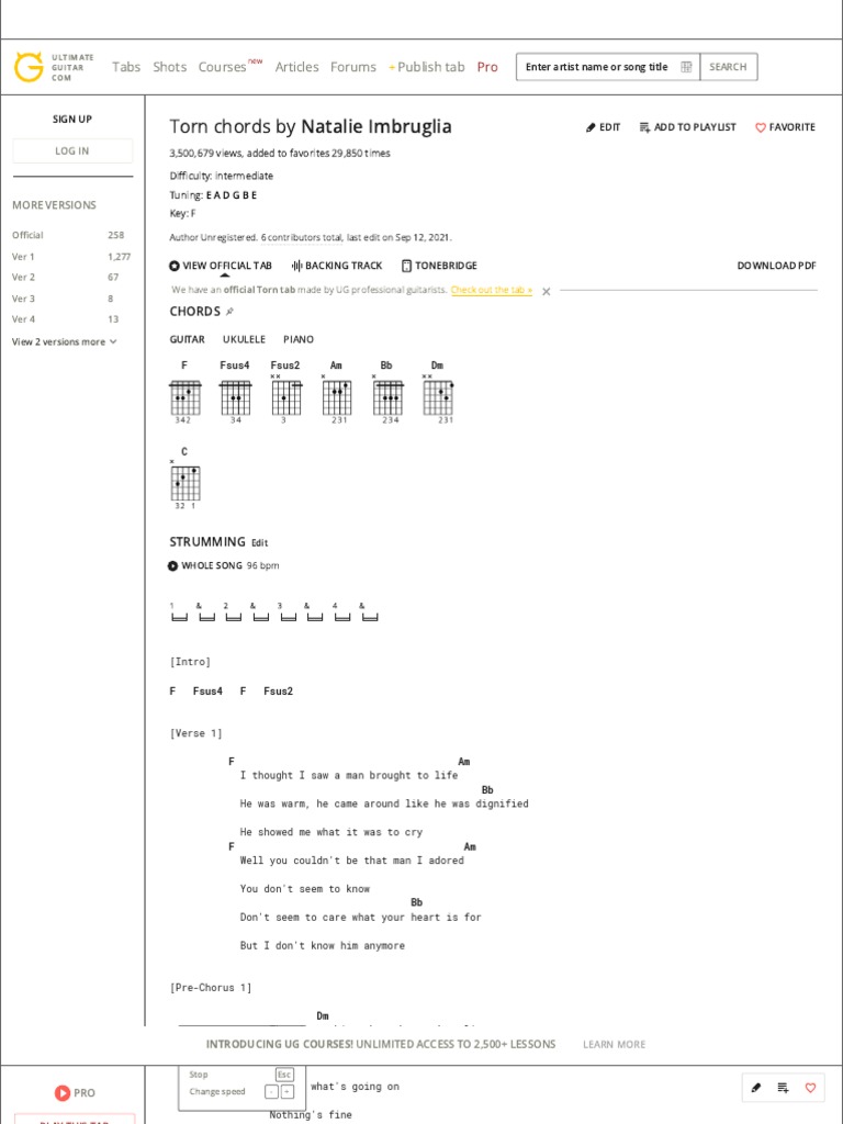TORN CHORDS by Natalie Imbruglia @ | PDF | Song Structure | Musical Forms