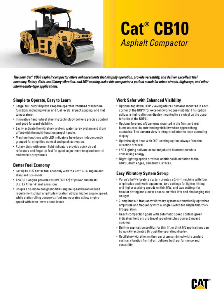 Cat CB10: Asphalt Compactor | PDF | Engines | Lighting