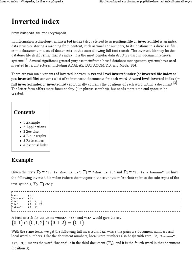 (Wiki) Inverted Index | PDF | Search Engine Indexing | Information ...