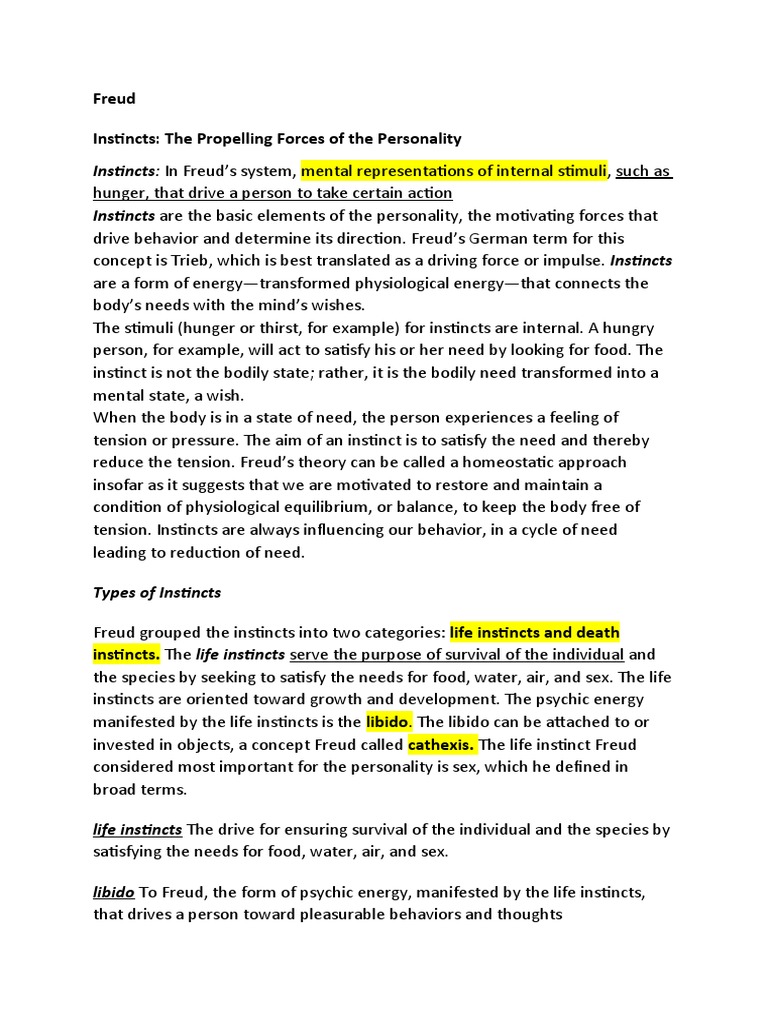 Freud Instincts: The Propelling Forces of The Personality | PDF | Id ...