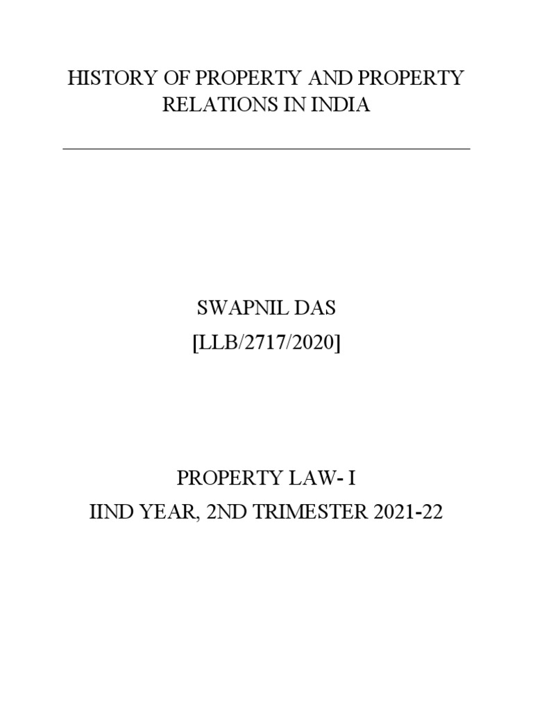 History of Property and Property Relations in India | PDF | Property ...