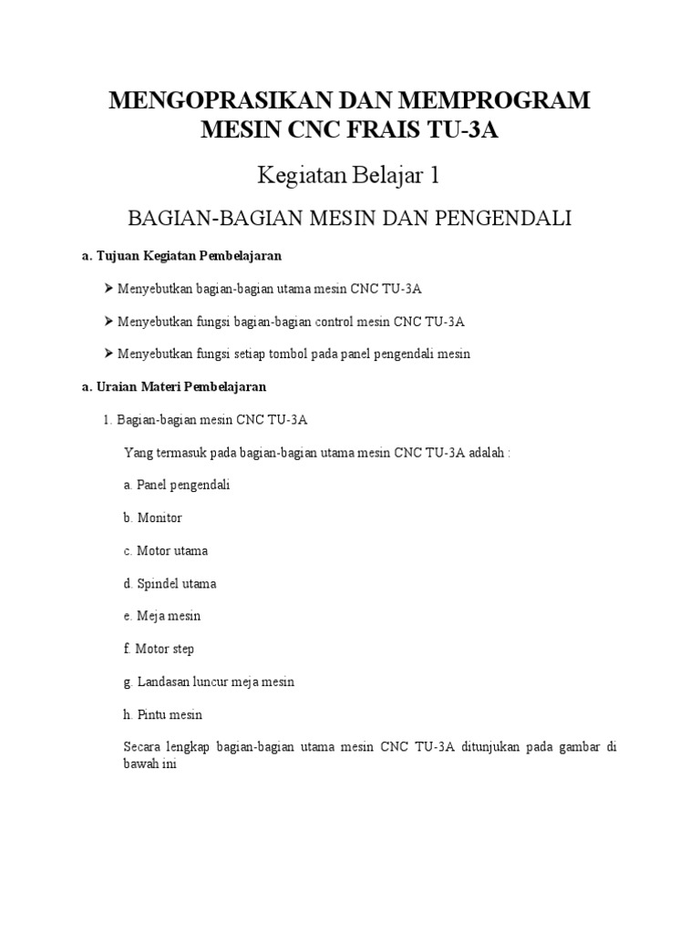 Panduan Operasional Mesin CNC TU-3A | PDF