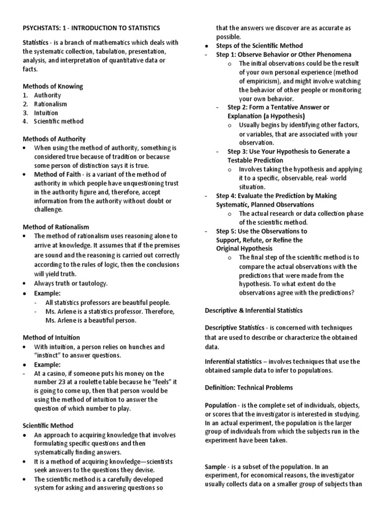 Psych Stats | Download Free PDF | Sampling (Statistics) | Scientific Method
