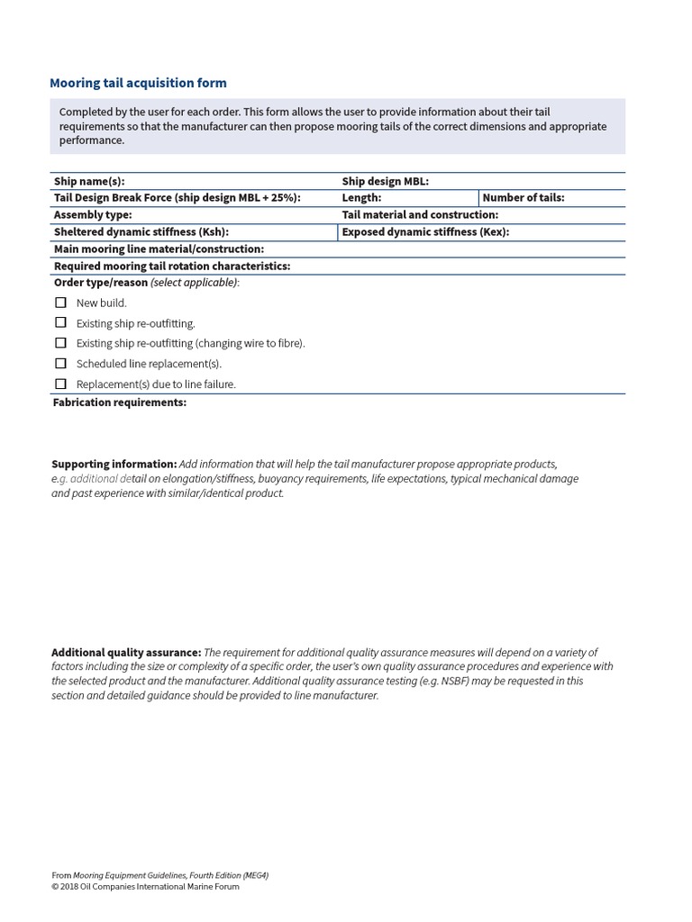 Meg4 Mooring Tail Acquisition Form | PDF