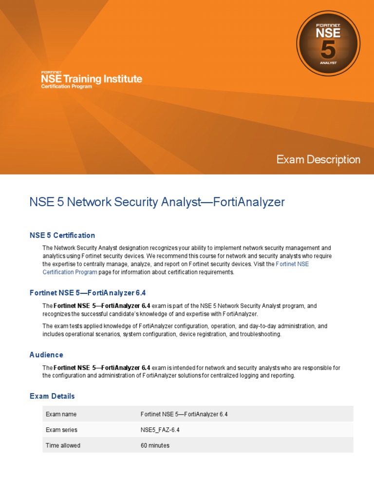 Fortianalyzer Exam Description Pdf Test Assessment Expert